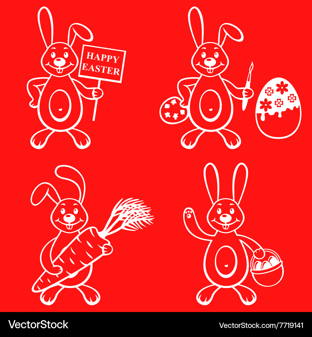 Cartoon bunny set Royalty Free Vector Image - VectorStock