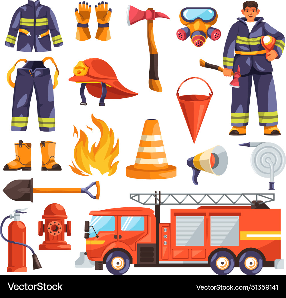 Cartoon Firefighter Tools Firefighting Vector Tools 29312688 Vector