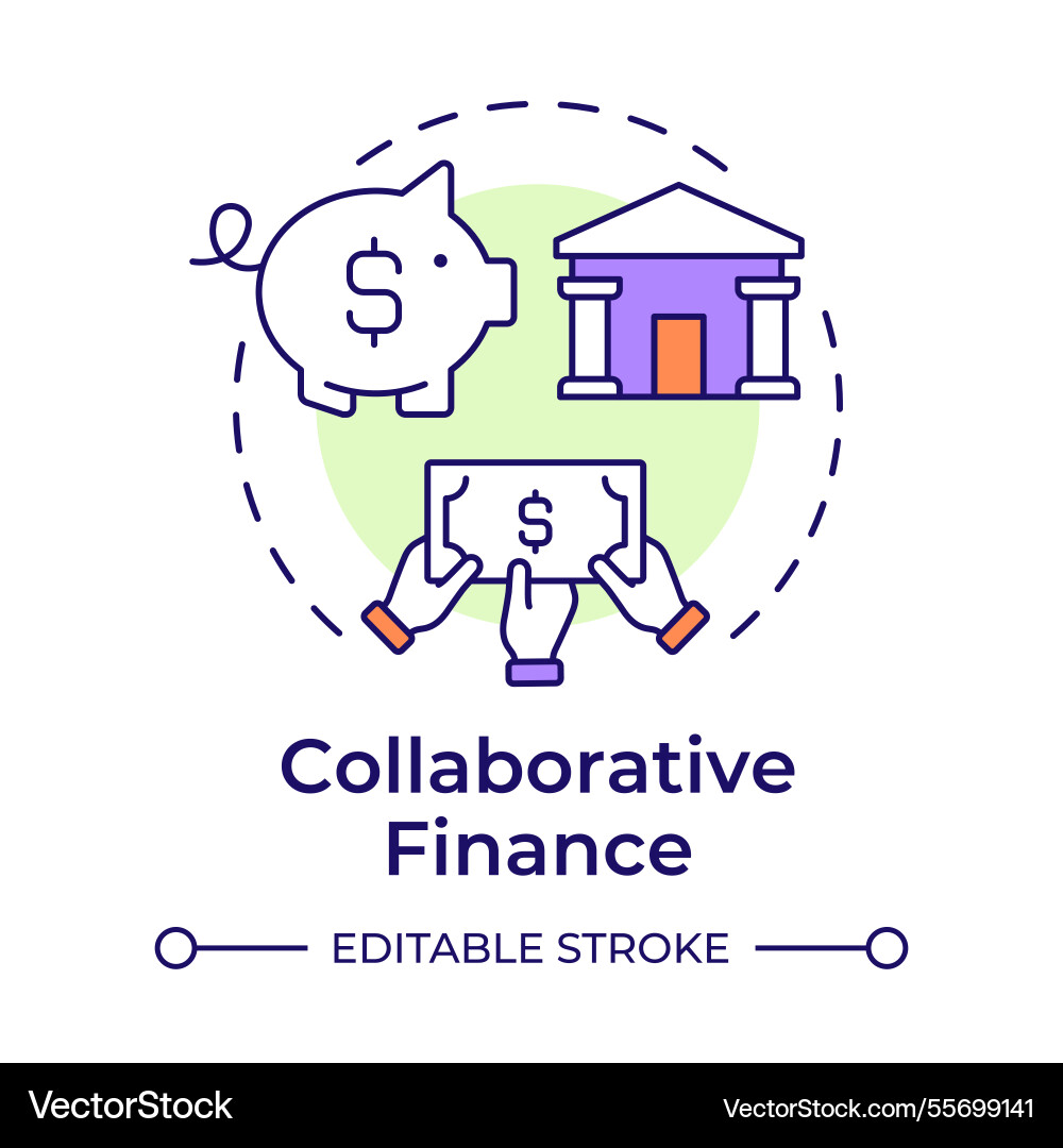 Collaborative finance multi color concept icon Vector Image