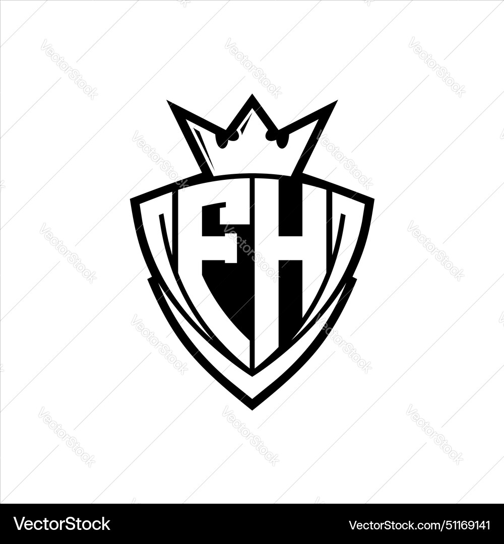 Fh letter logo with sharp triangle shield shape Vector Image