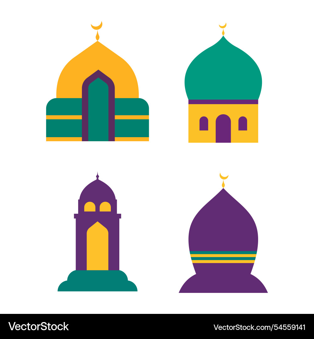 Islamic symbol elements set of mosque dome Vector Image