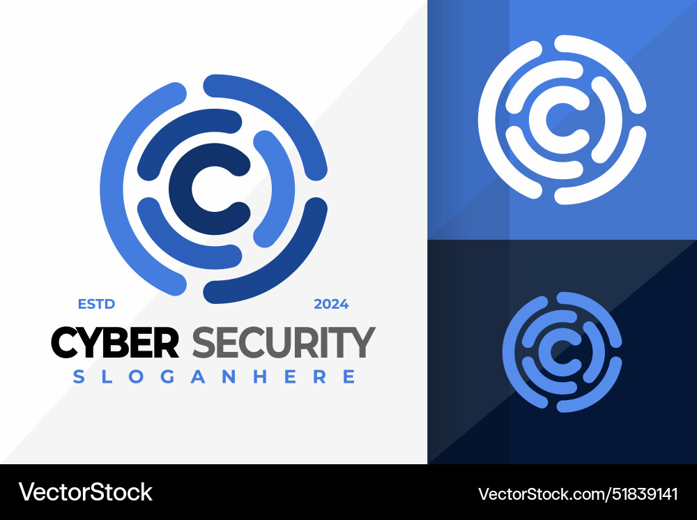 Letter c cyber security logo design brand Vector Image