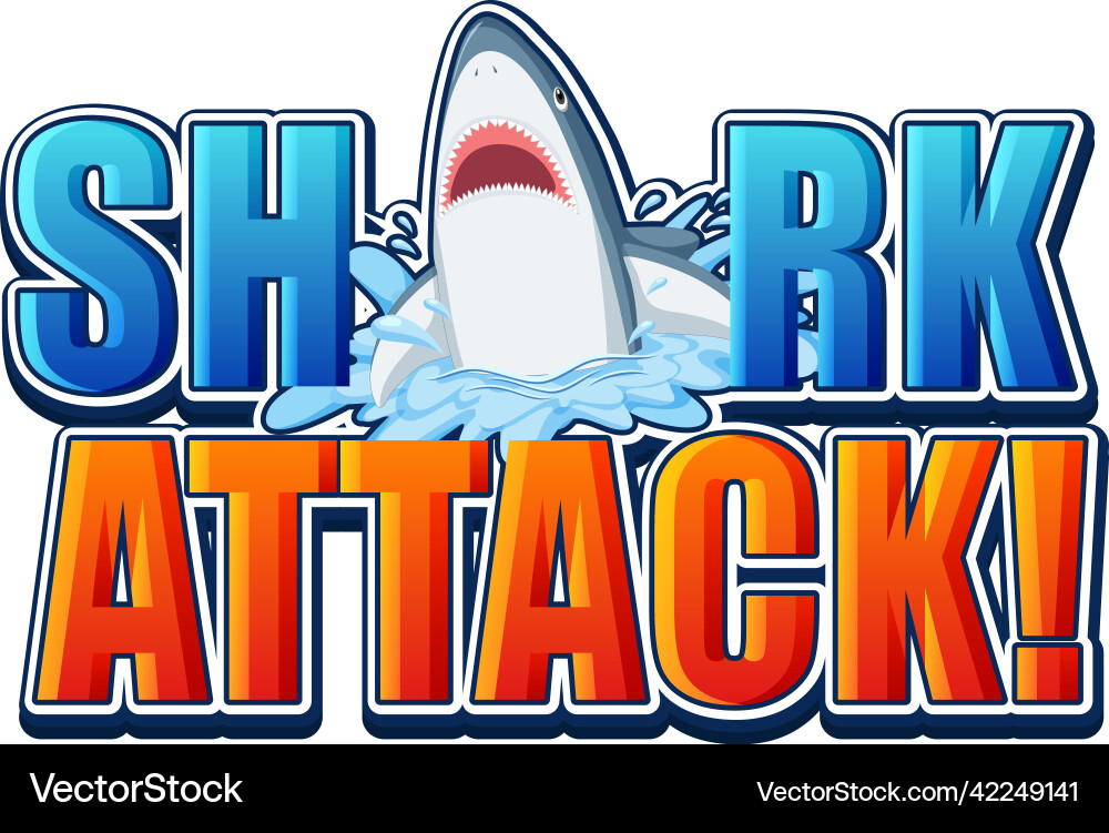Shark attack font logo with cartoon aggressive Vector Image