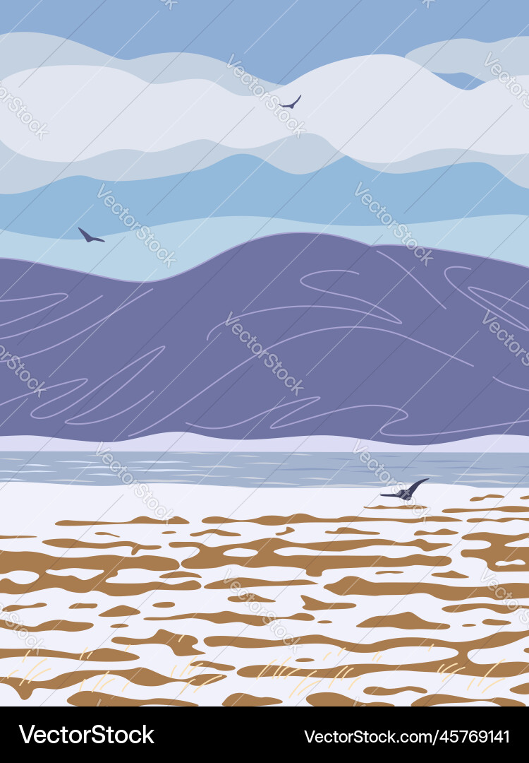 Simple landscape with mountains snow covered Vector Image