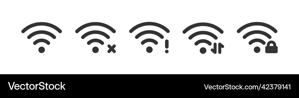 Wi fi icons set - blocked data transmission Vector Image