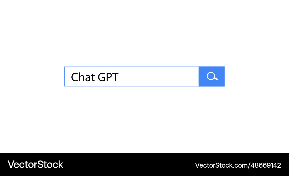 Chat gpt in google search engine bar Royalty Free Vector