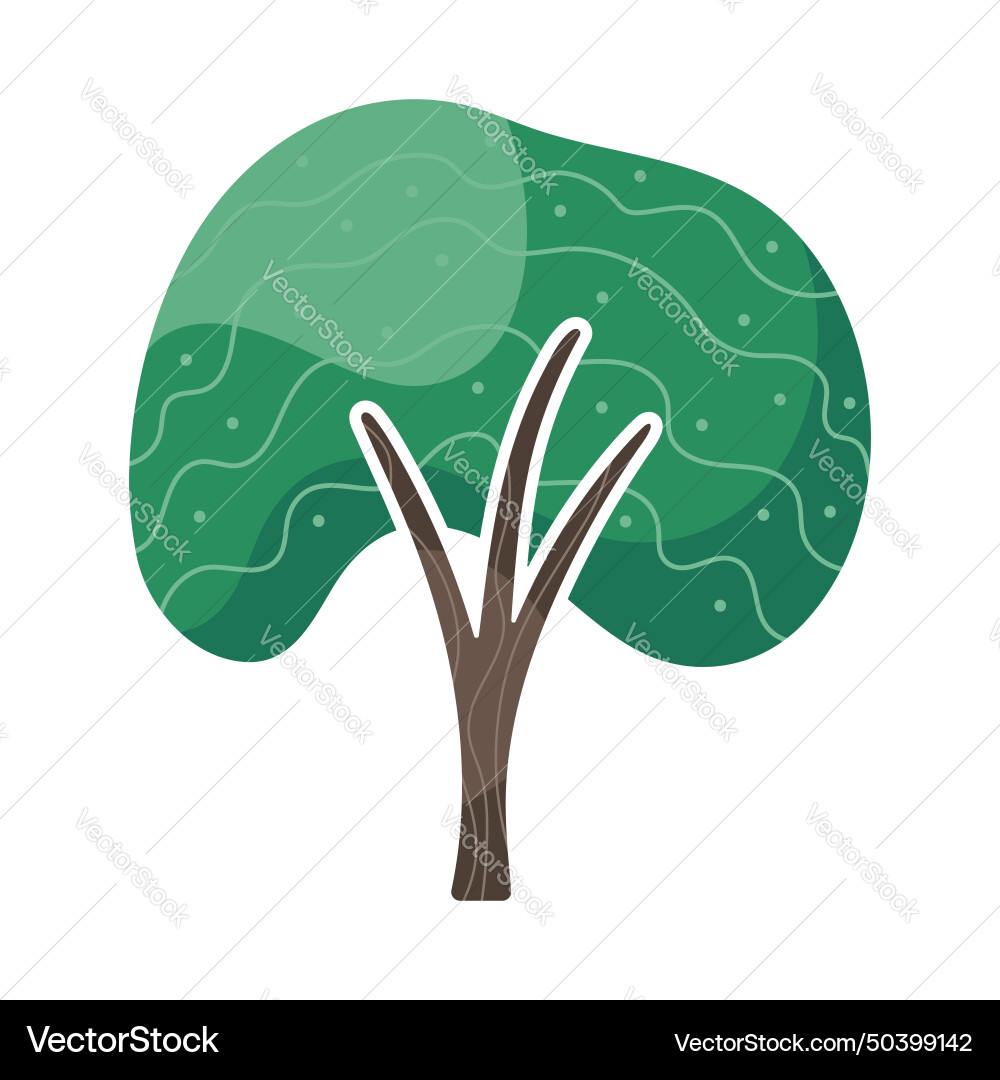 Fantasy cartoon flat green tree abstract forest Vector Image