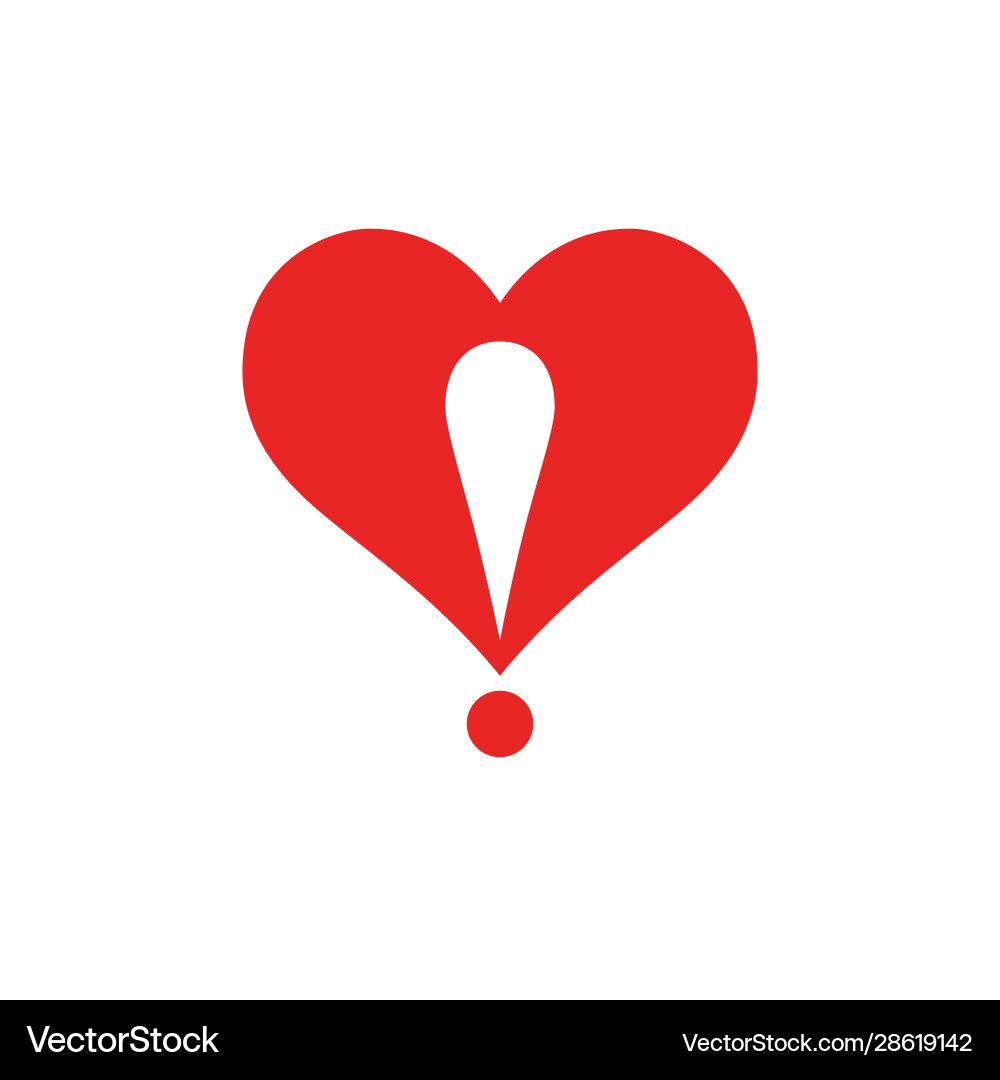 Heart logo with an exclamation point Royalty Free Vector