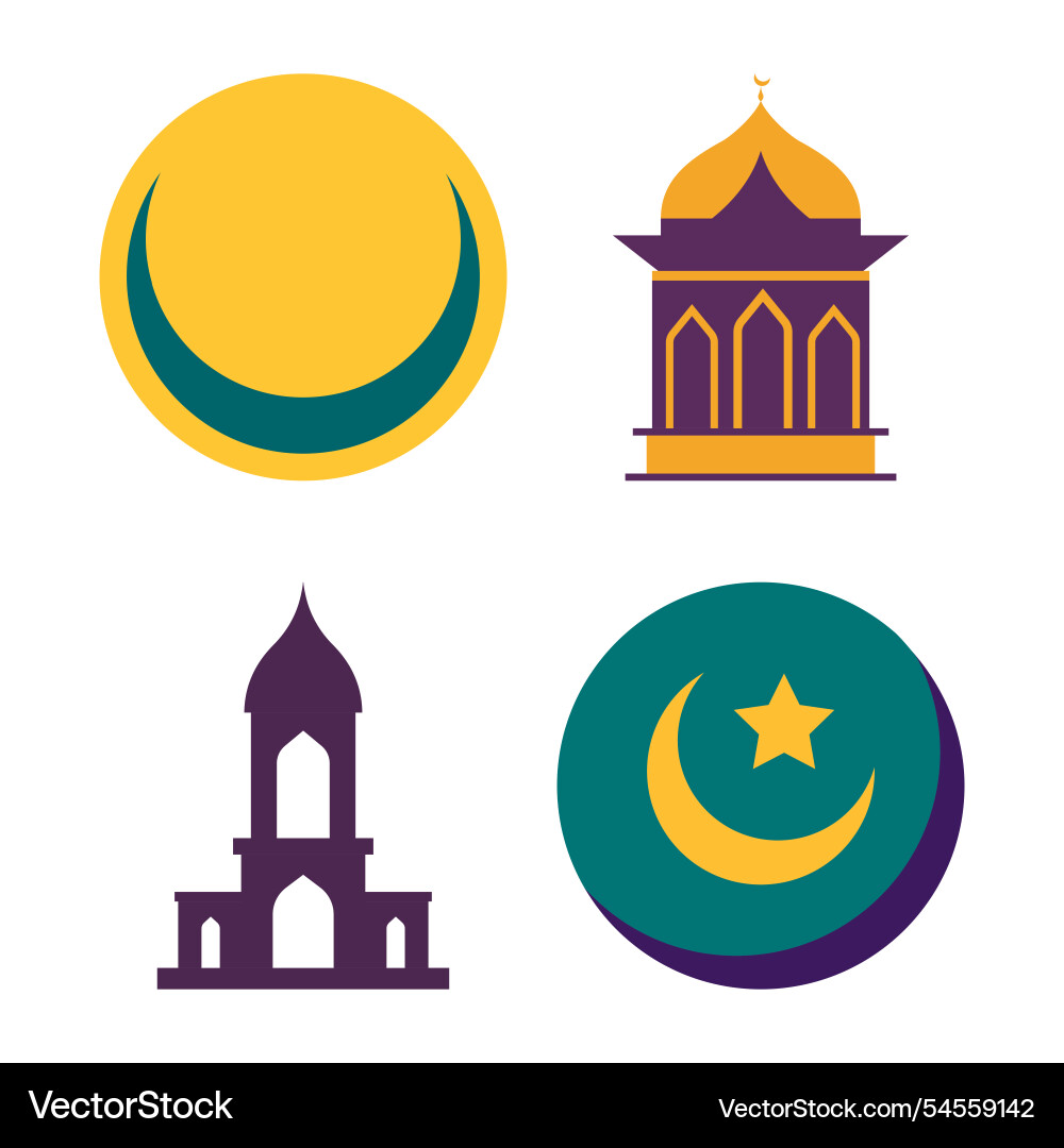 Islamic symbol elements set of mosque dome Vector Image