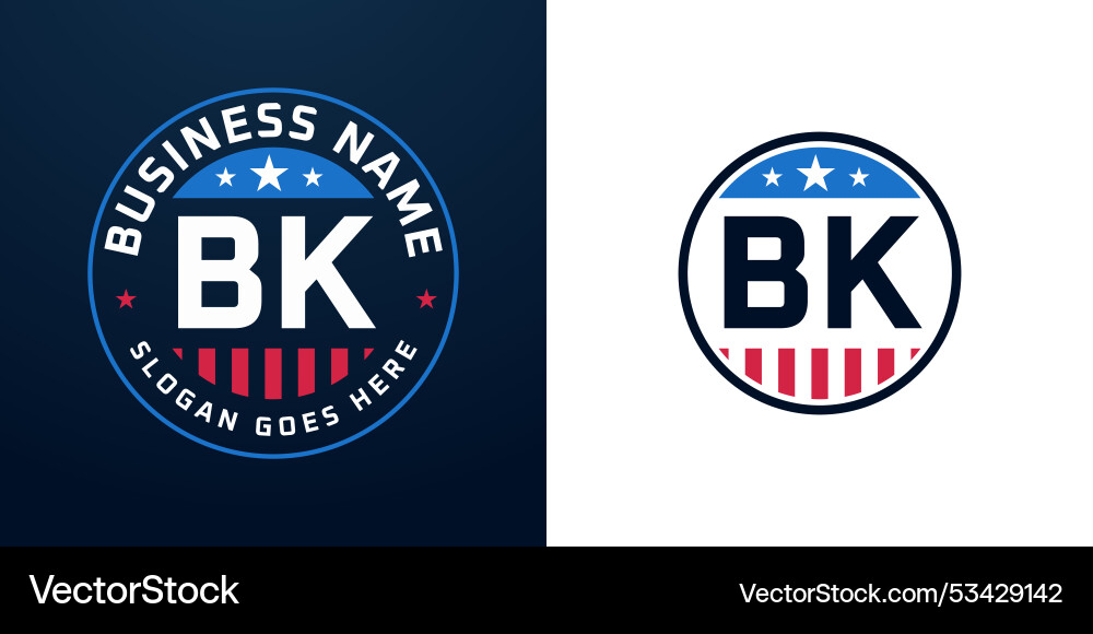 Patriotic bk logo design letter Royalty Free Vector Image