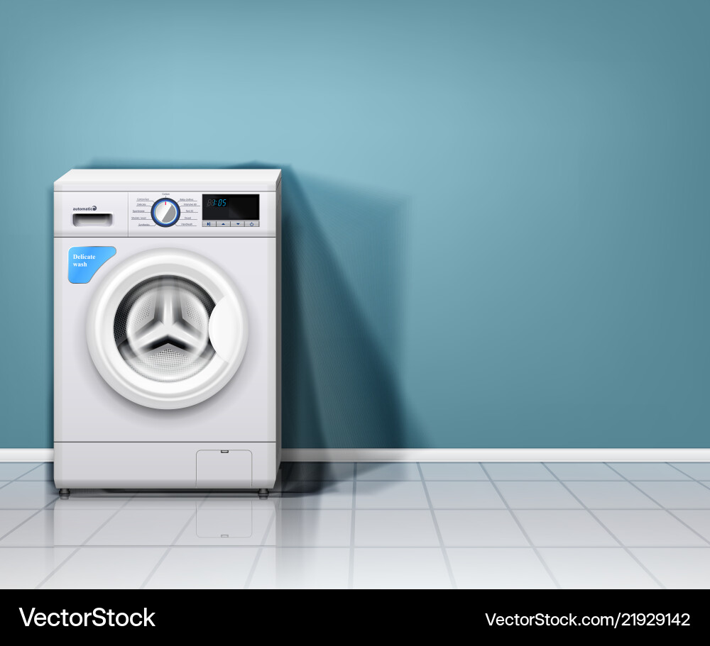 Realistic washing machine background Royalty Free Vector
