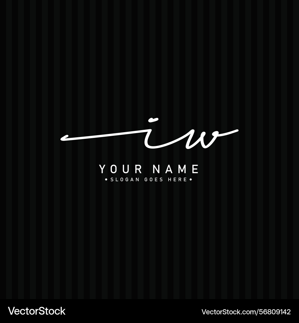 Simple signature logo for alphabet iw Royalty Free Vector