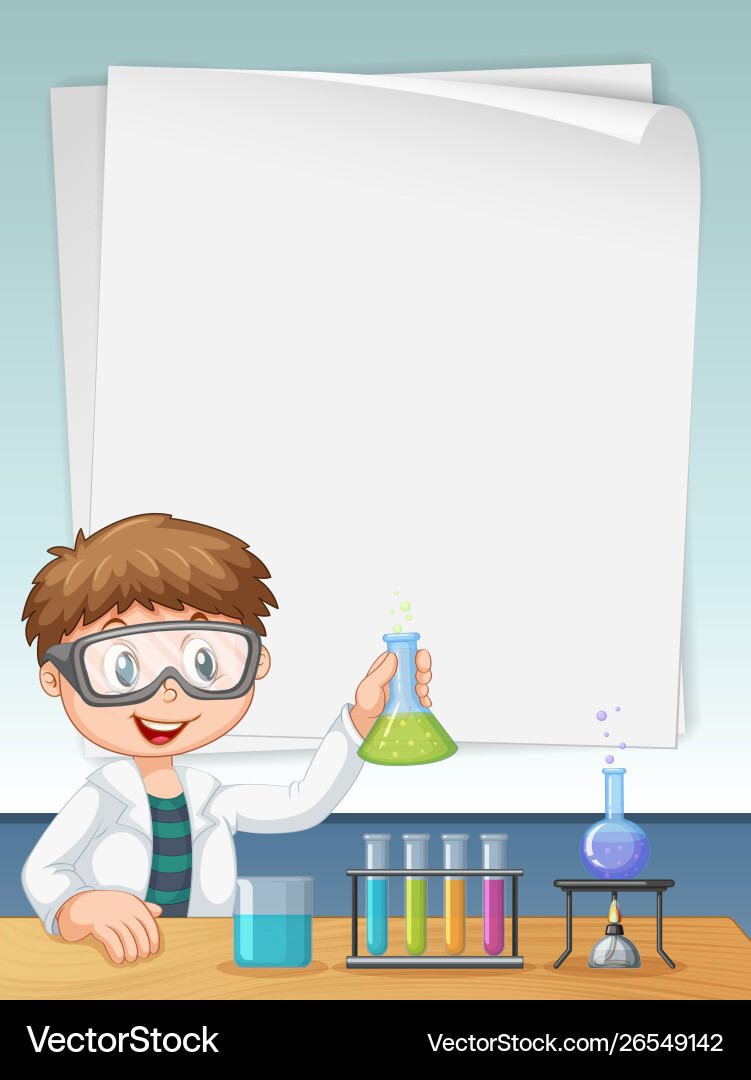 Young science boy with paper copyspace Royalty Free Vector