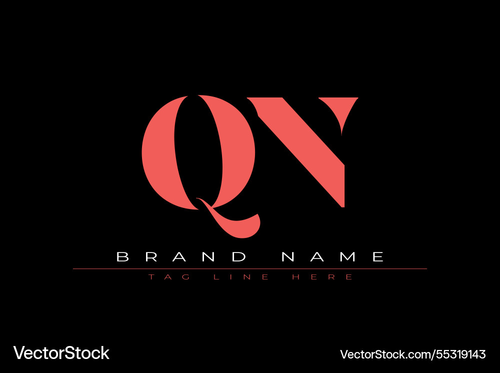 Abstract letter qn minimal logo design template Vector Image