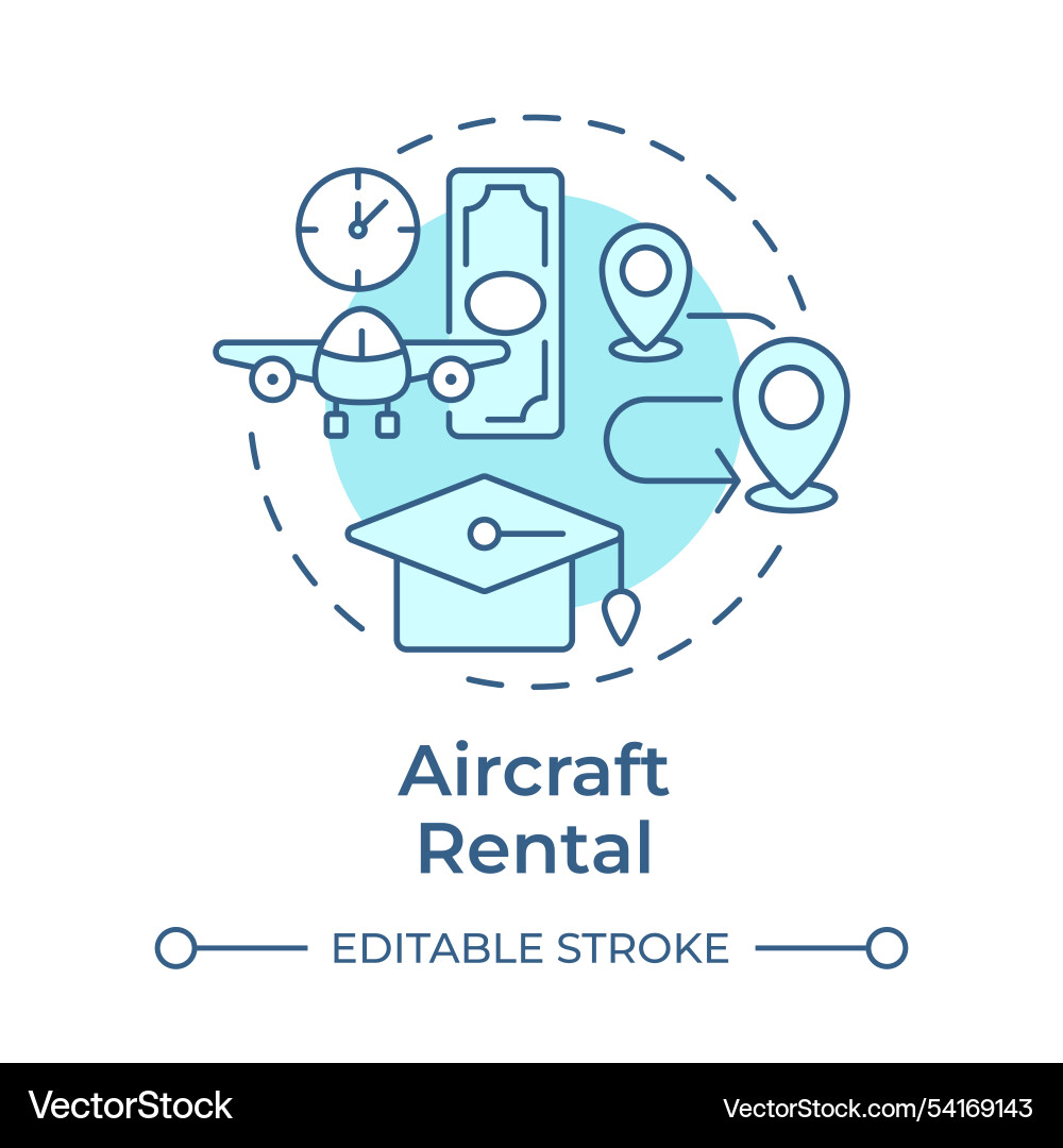 Aircraft rental soft blue concept icon Royalty Free Vector