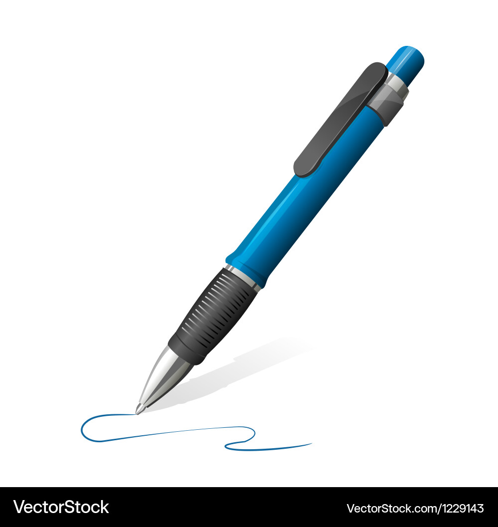 Blue pen Royalty Free Vector Image - VectorStock