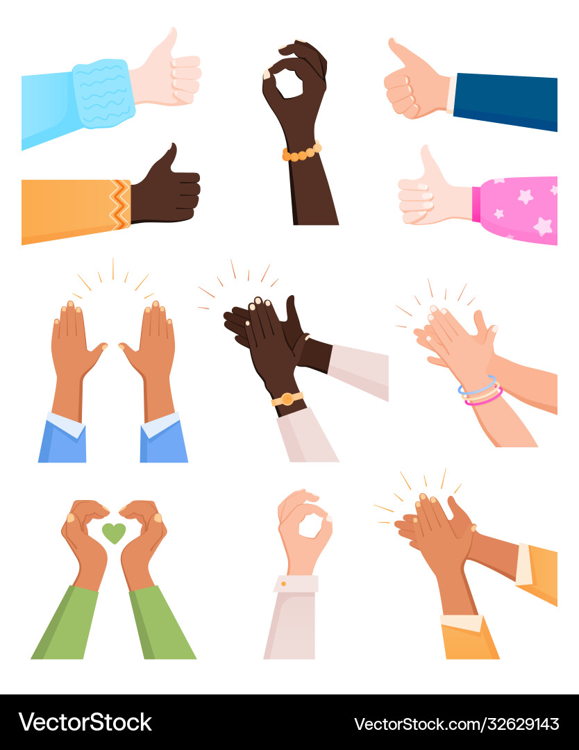 Emotional hands flat collection Royalty Free Vector Image