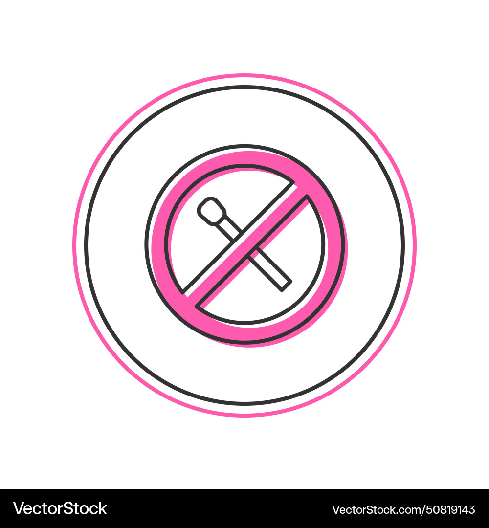 Filled outline no fire match icon isolated Vector Image