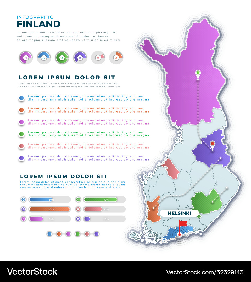 Gradient finland map infographic Royalty Free Vector Image
