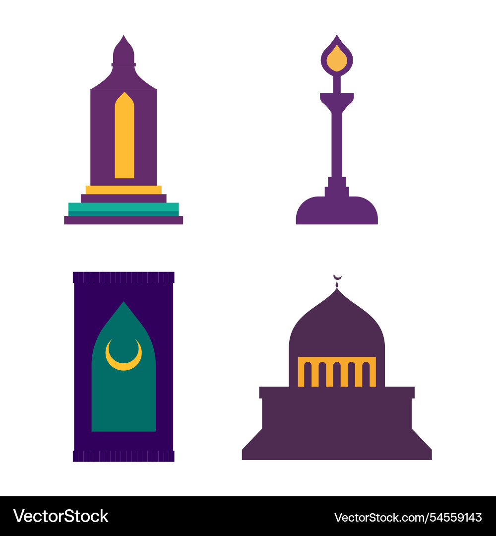 Islamic symbol elements set of mosque dome Vector Image