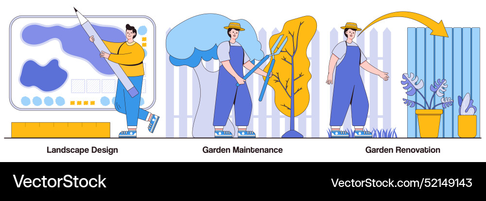 Landscape design garden maintenance Royalty Free Vector