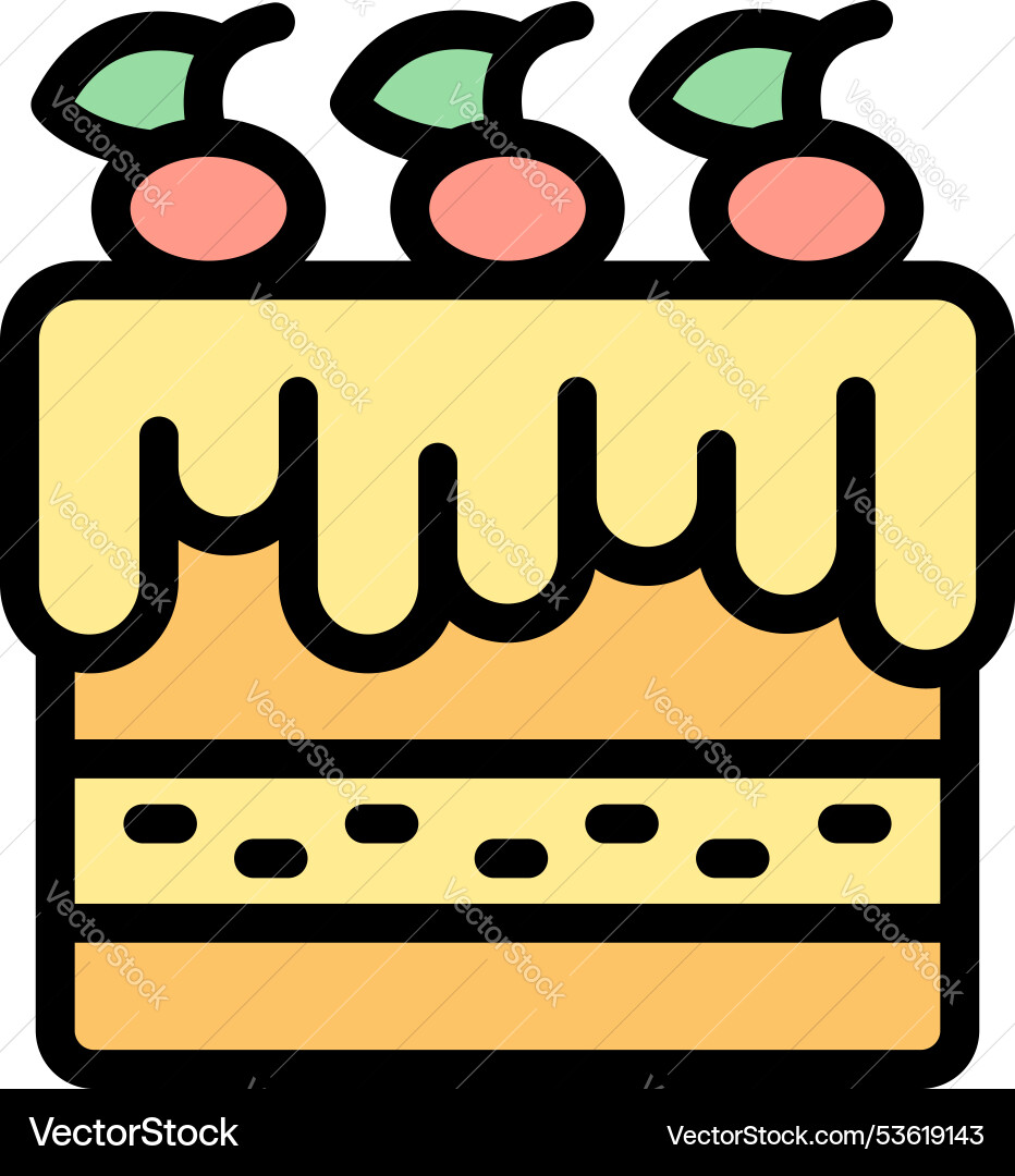 Square cake with cherries and dripping icing Vector Image
