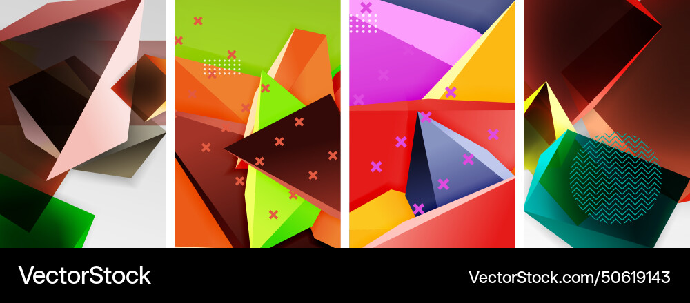 Trendy low poly 3d triangle shapes and other Vector Image