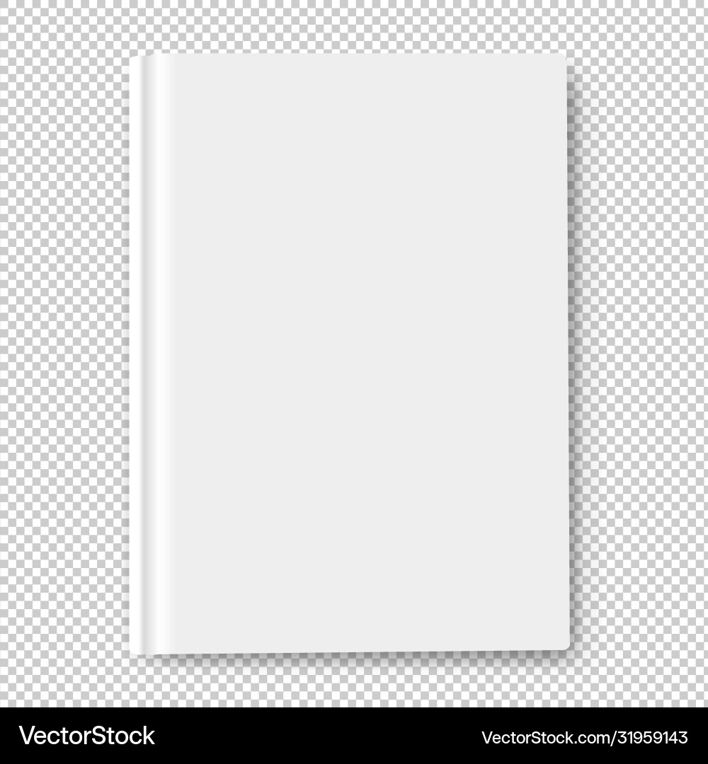 White book template mockup isolated transparent Vector Image