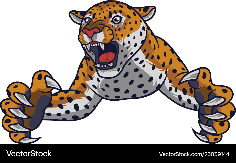Angry leaping leopard Royalty Free Vector Image