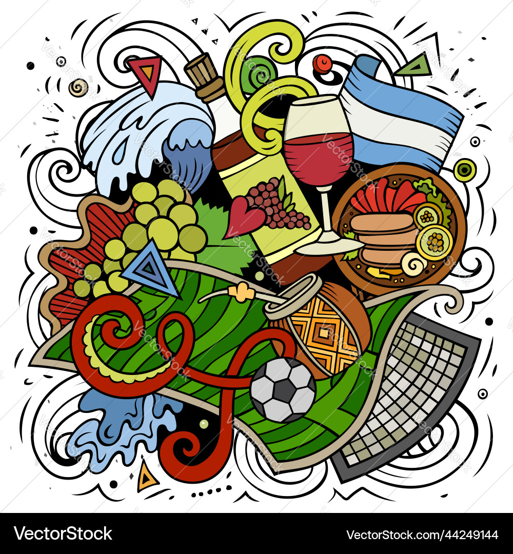 Argentina hand drawn cartoon doodles Royalty Free Vector