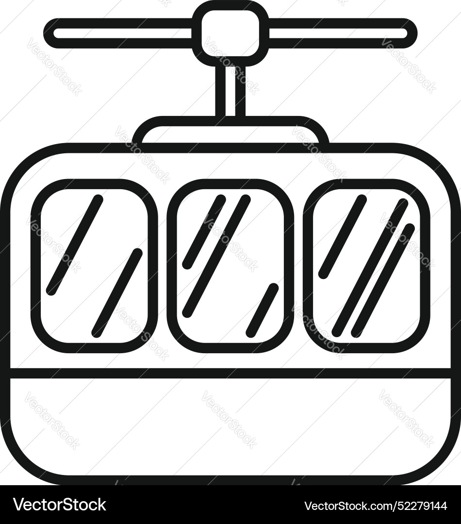 Cable car cabin taking passengers up mountainside Vector Image