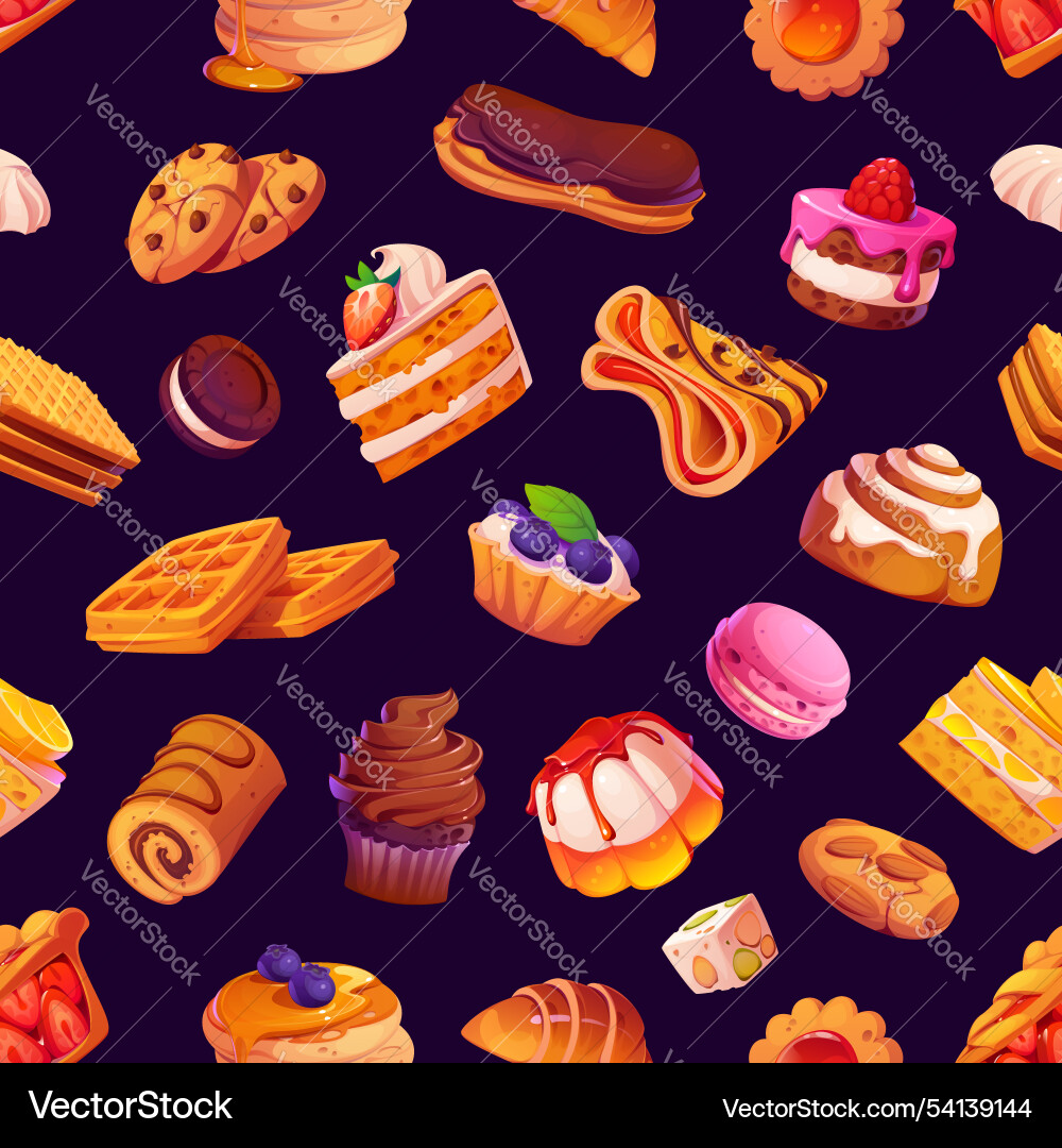 Cartoon confectionery and pastry seamless pattern Vector Image