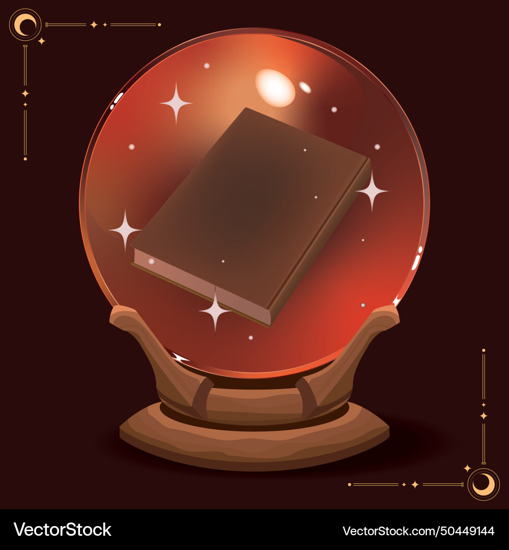 Fortune teller ball with a witchcraft book Vector Image