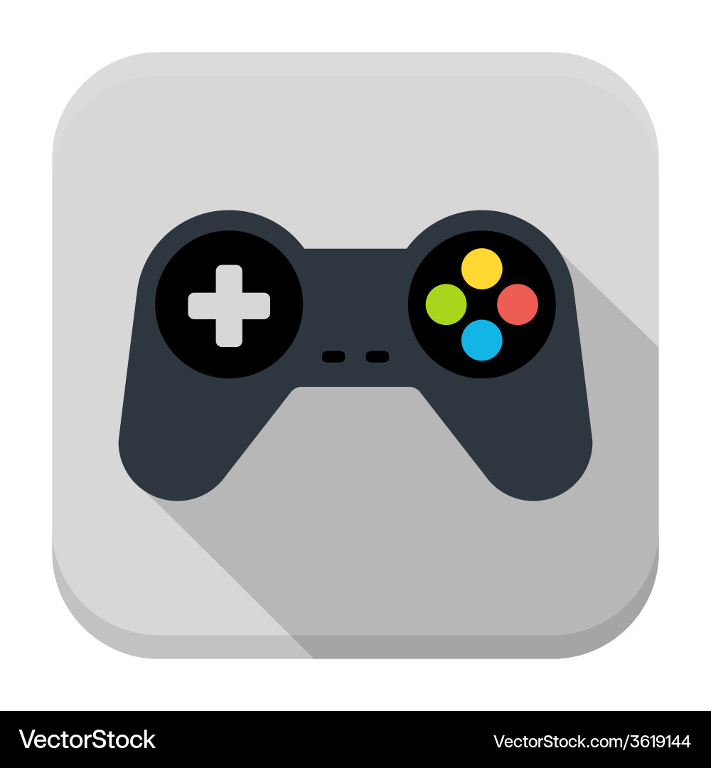 Game controller flat app icon with long shadow Vector Image