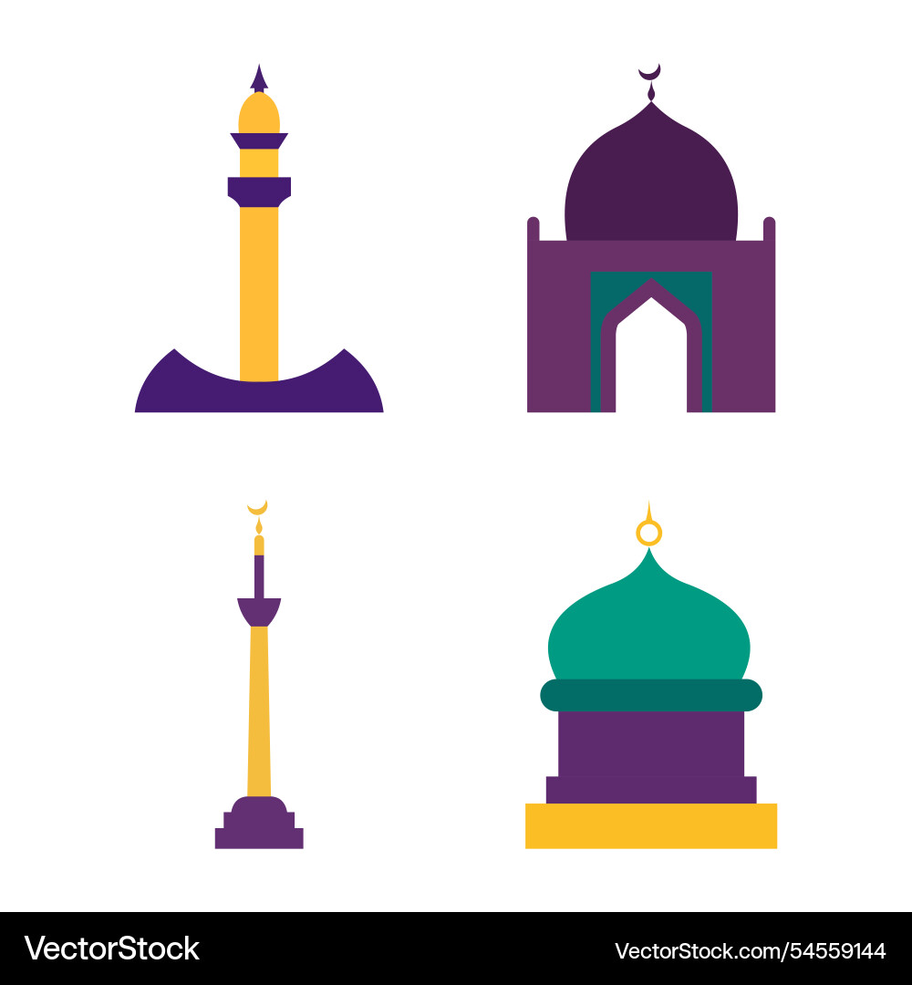 Islamic symbol elements set of mosque dome Vector Image