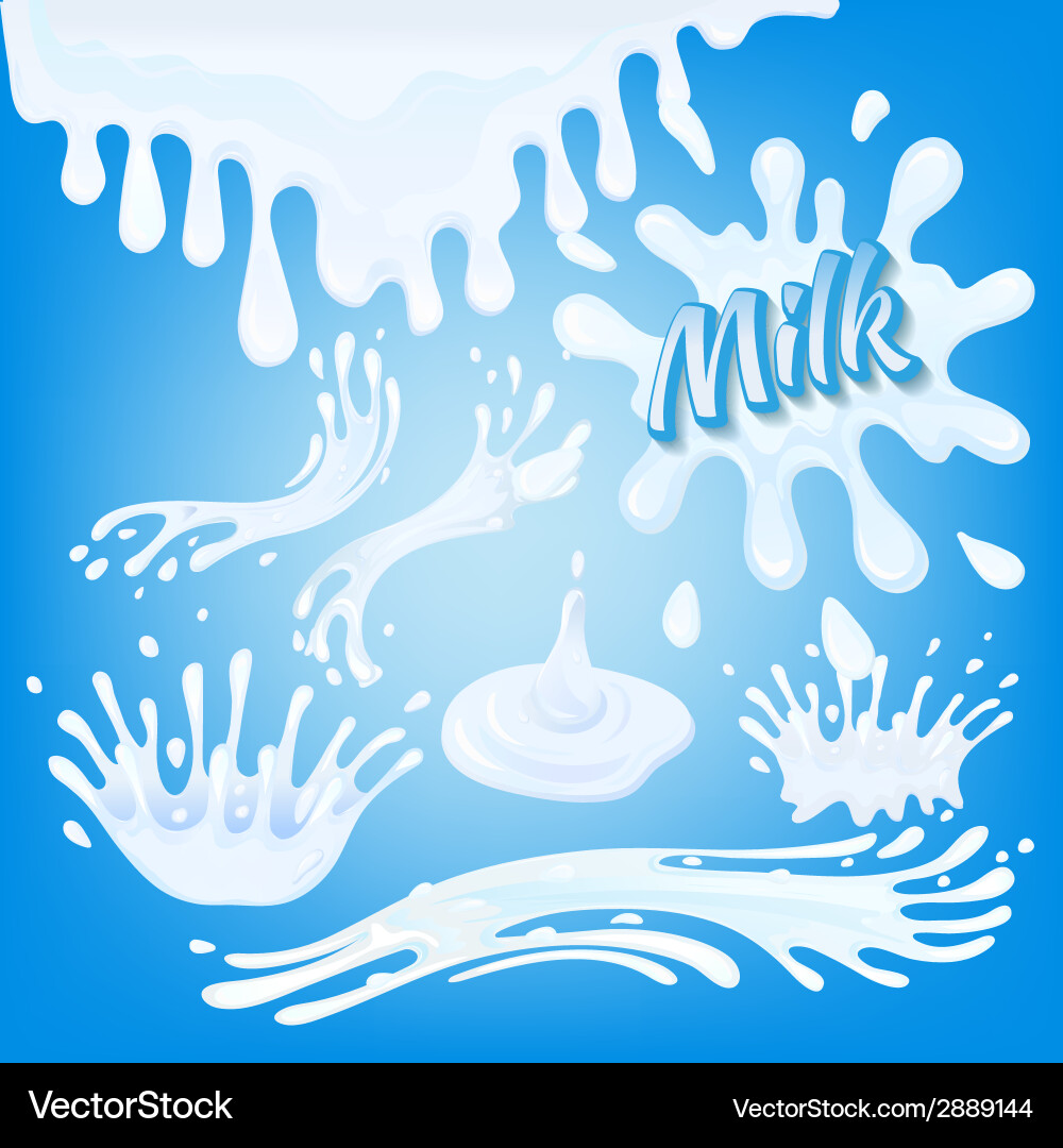 Milk splashes set Royalty Free Vector Image - VectorStock