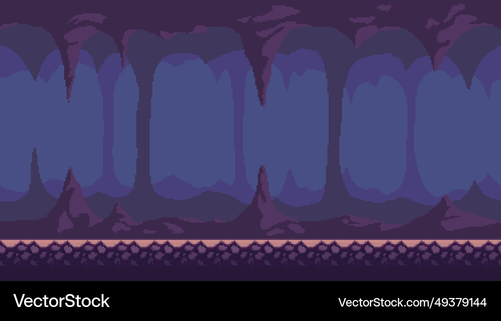 Pixel art game background underground cave Vector Image