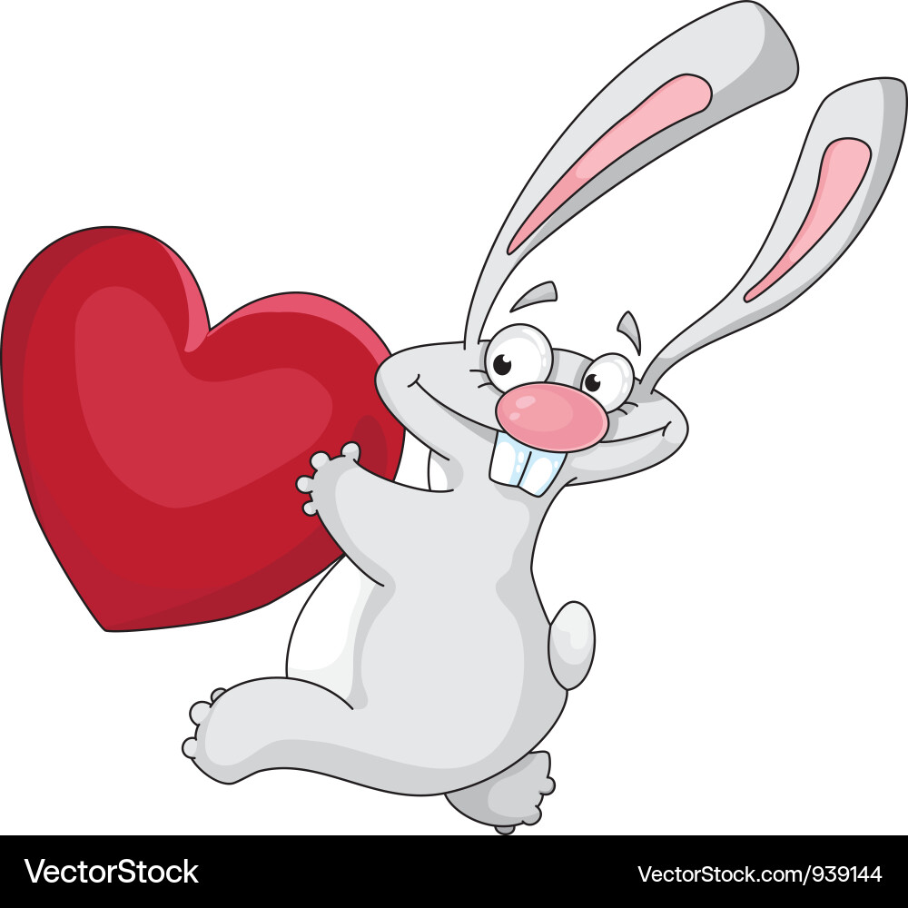 Rabbit and heart Royalty Free Vector Image - VectorStock