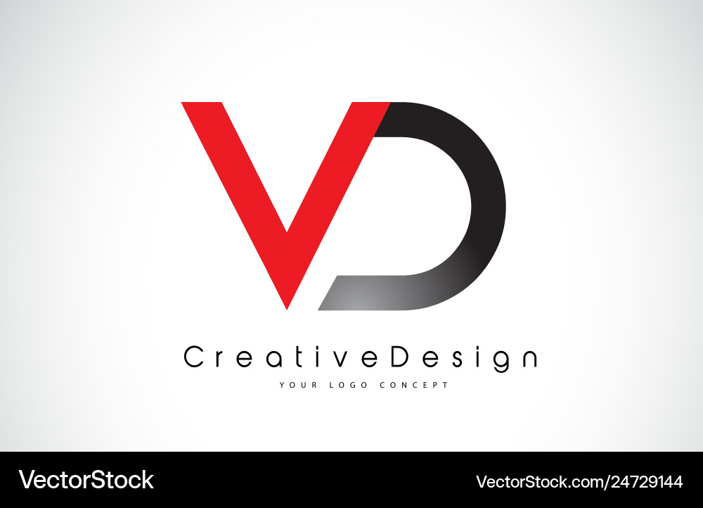 Red and black vd v d letter logo design creative Vector Image