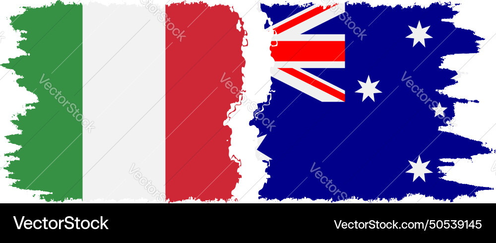 Australia and italy grunge flags connection Vector Image