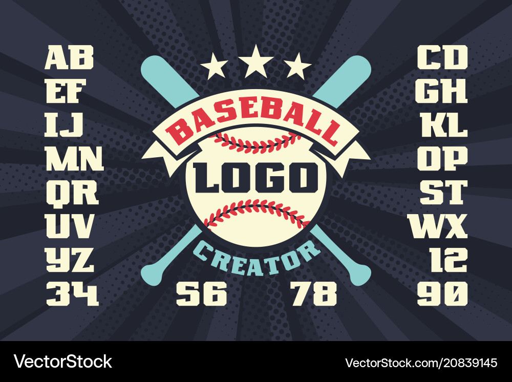 Baseball logo creator with stars crossed bats Vector Image