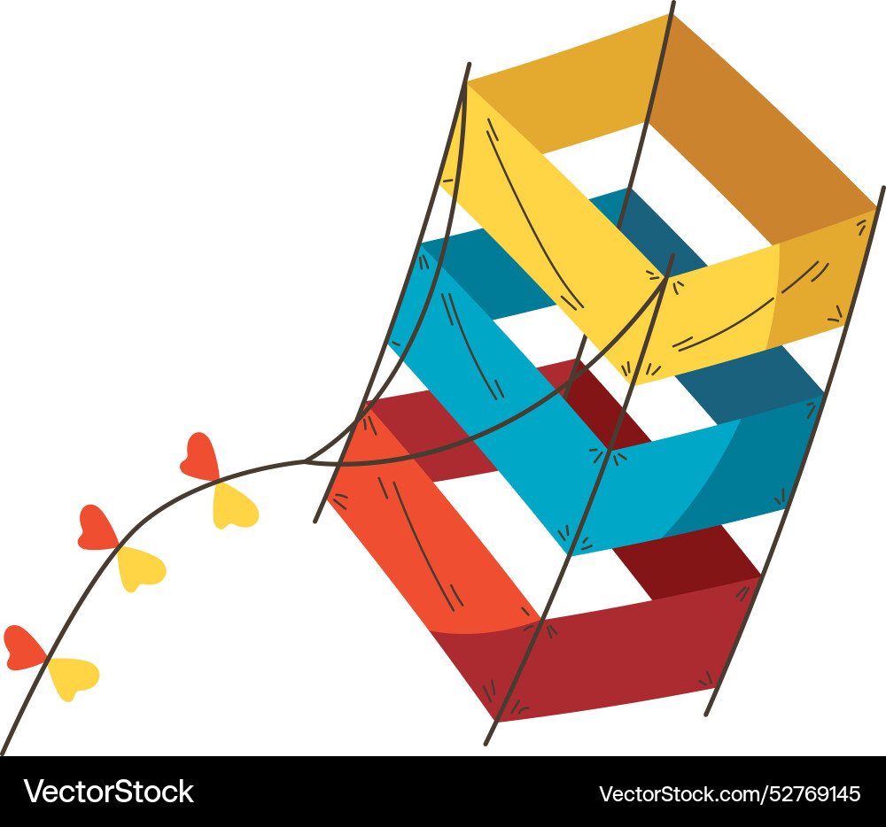 Box kite fly isolated Royalty Free Vector Image