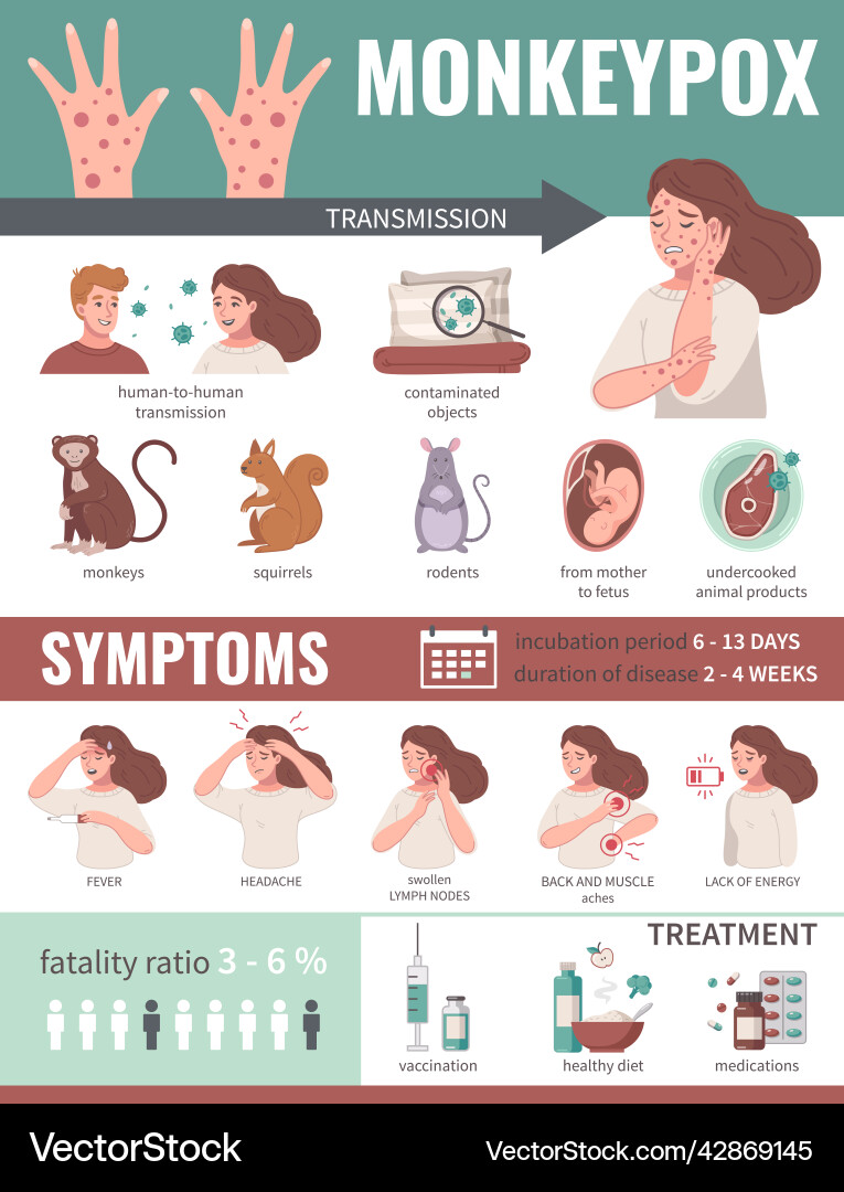 Monkeypox virus infographics Royalty Free Vector Image