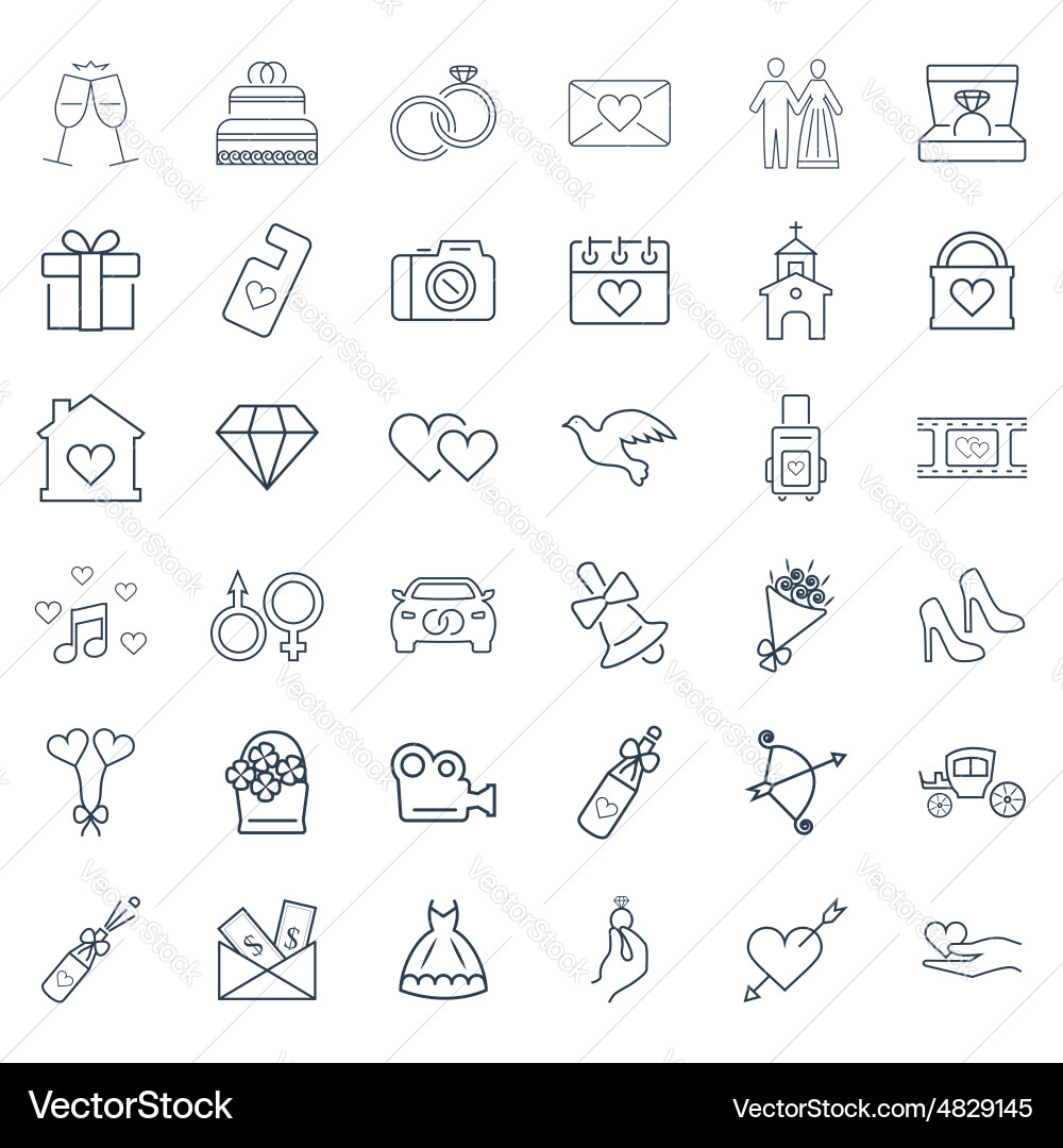 Wedding Icon Collection Royalty Free Vector Image