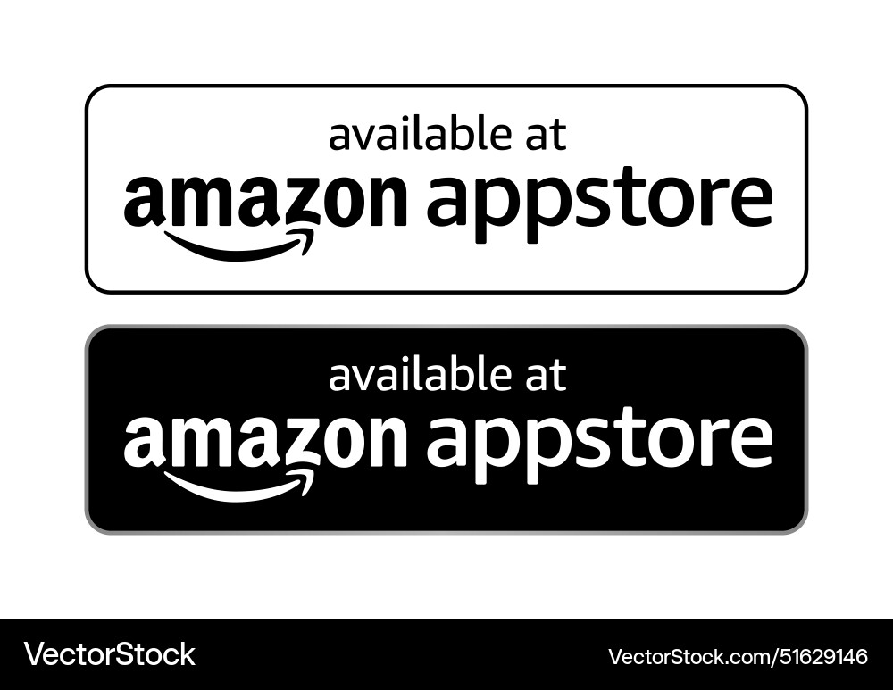 Amazon App Store Buttons - White & Black Vector Image