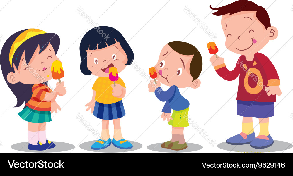 Children eat ice cream Royalty Free Vector Image
