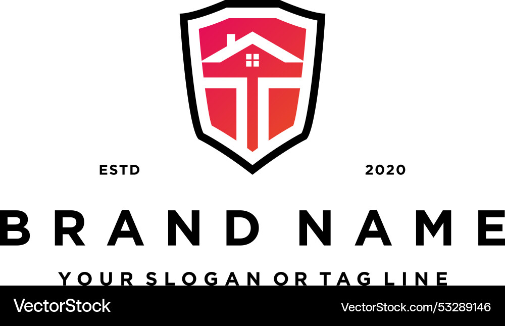 Creative letter t home shield logo design Vector Image