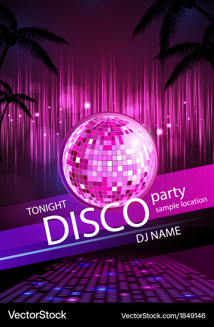 Disco poster background Royalty Free Vector Image