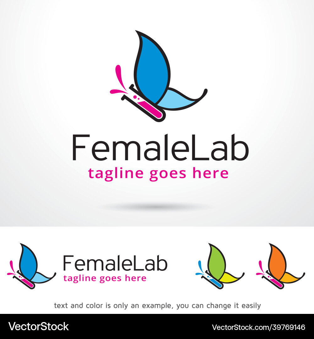 Female Lab Logo - Butterfly & Science Vector Image