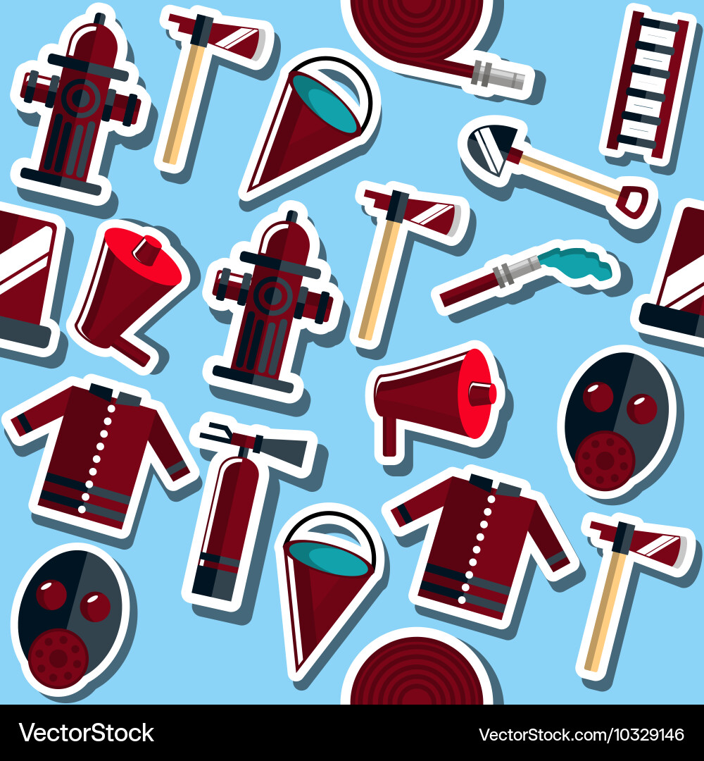Firefighter flat collage Royalty Free Vector Image